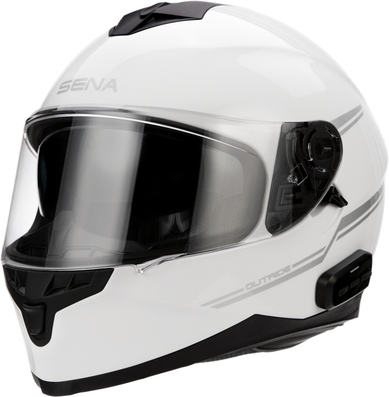 Motorradhelm mit Headset SENA Outride glänzend weiß | Motozem.at