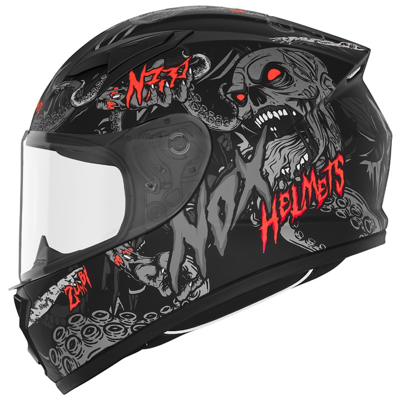 Kinder Integralhelm Motorrad NOX N731 ZUMBI matt schwarz-rot | Motozem.at
